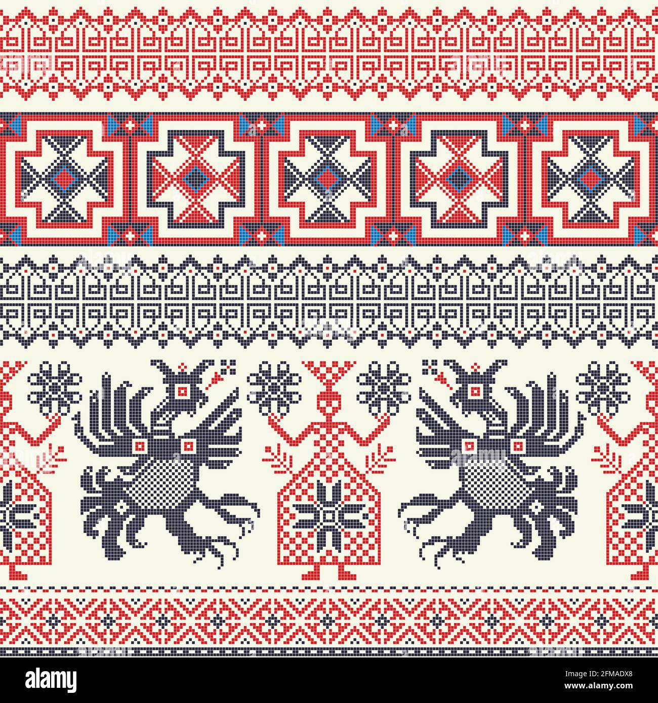 Decorative repeating pattern inspired by traditional Russian embroidery ...