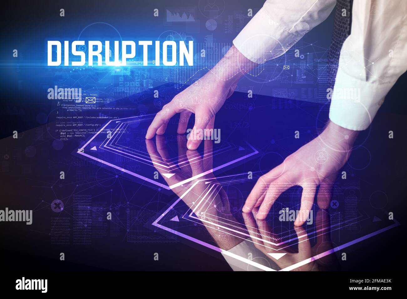 Hand touching digital table concept Stock Photo - Alamy