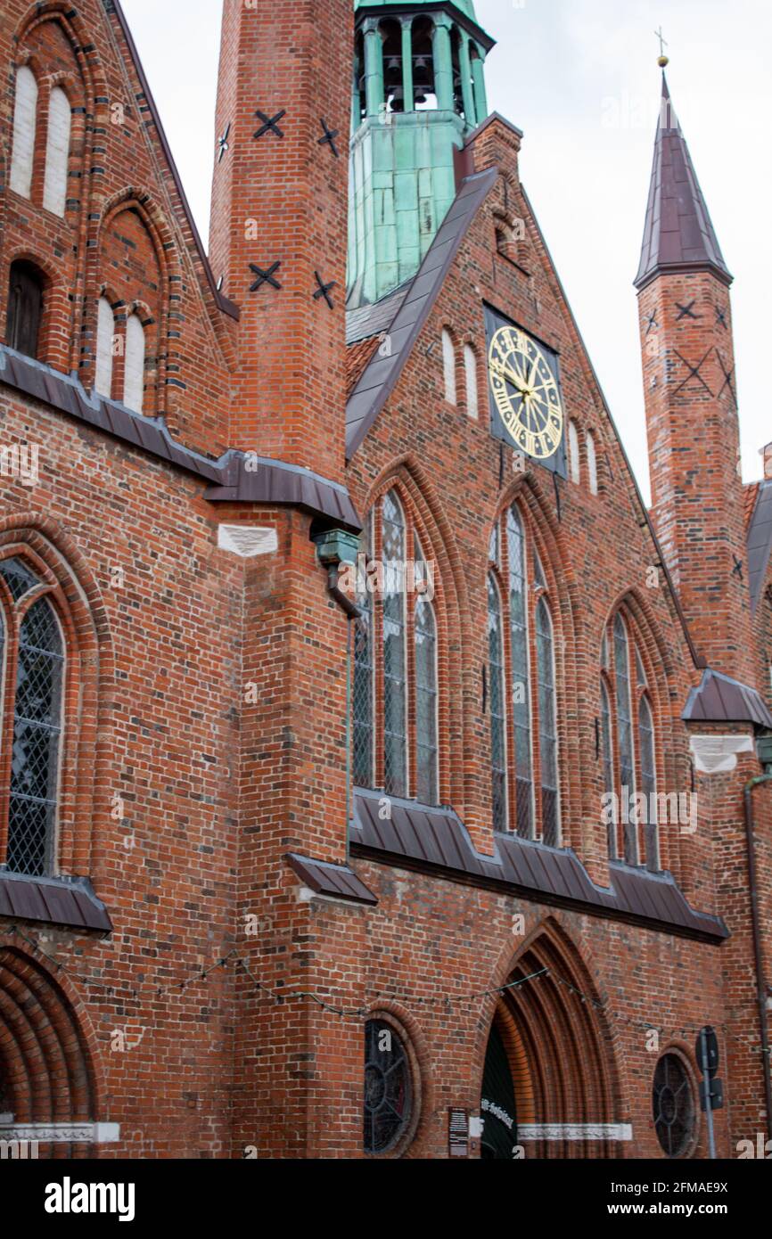 Beautiful facade of a Heilig-Geist-Hospital medieval institution in ...