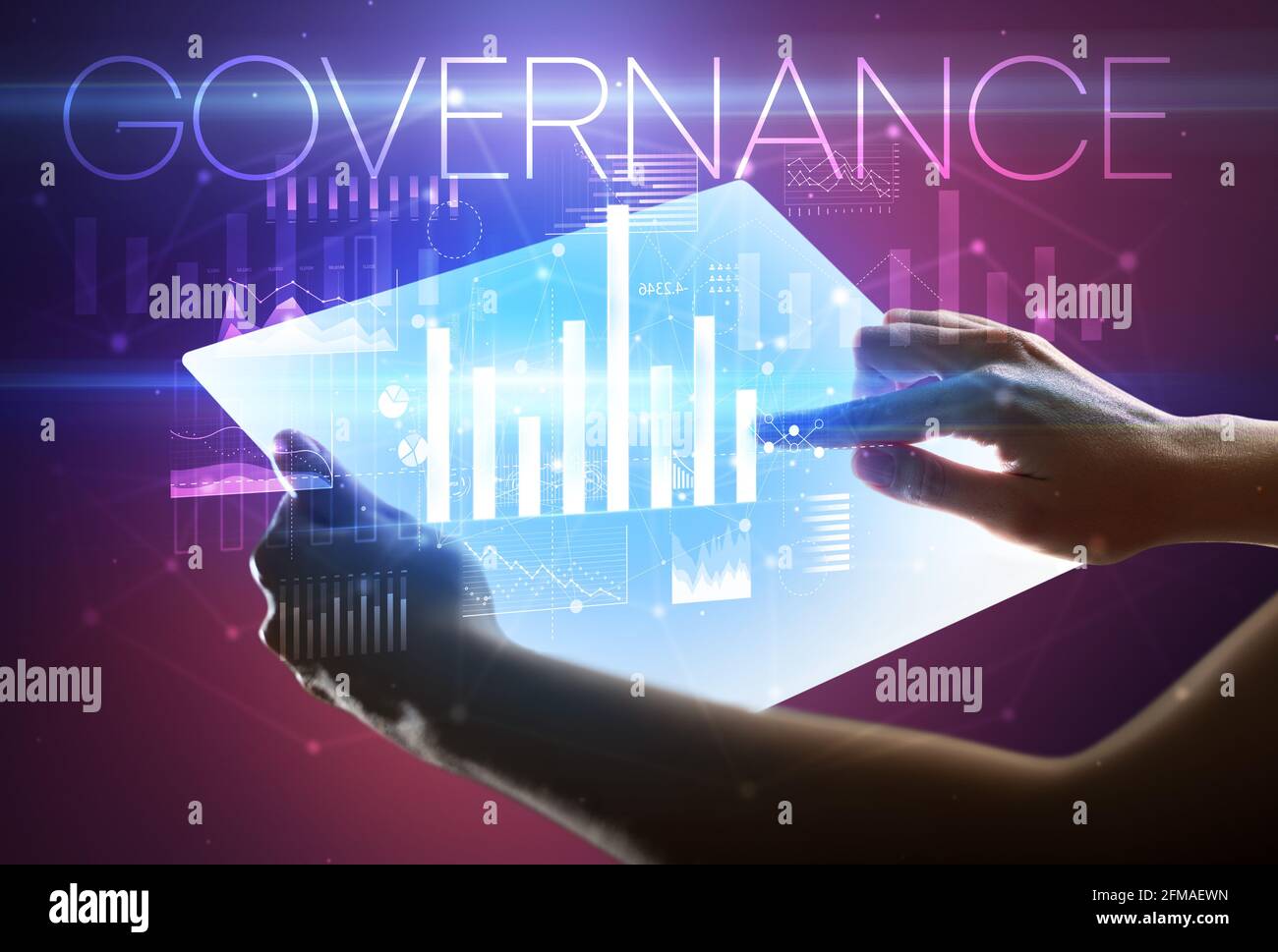 Hand holding futuristic, business concept Stock Photo - Alamy