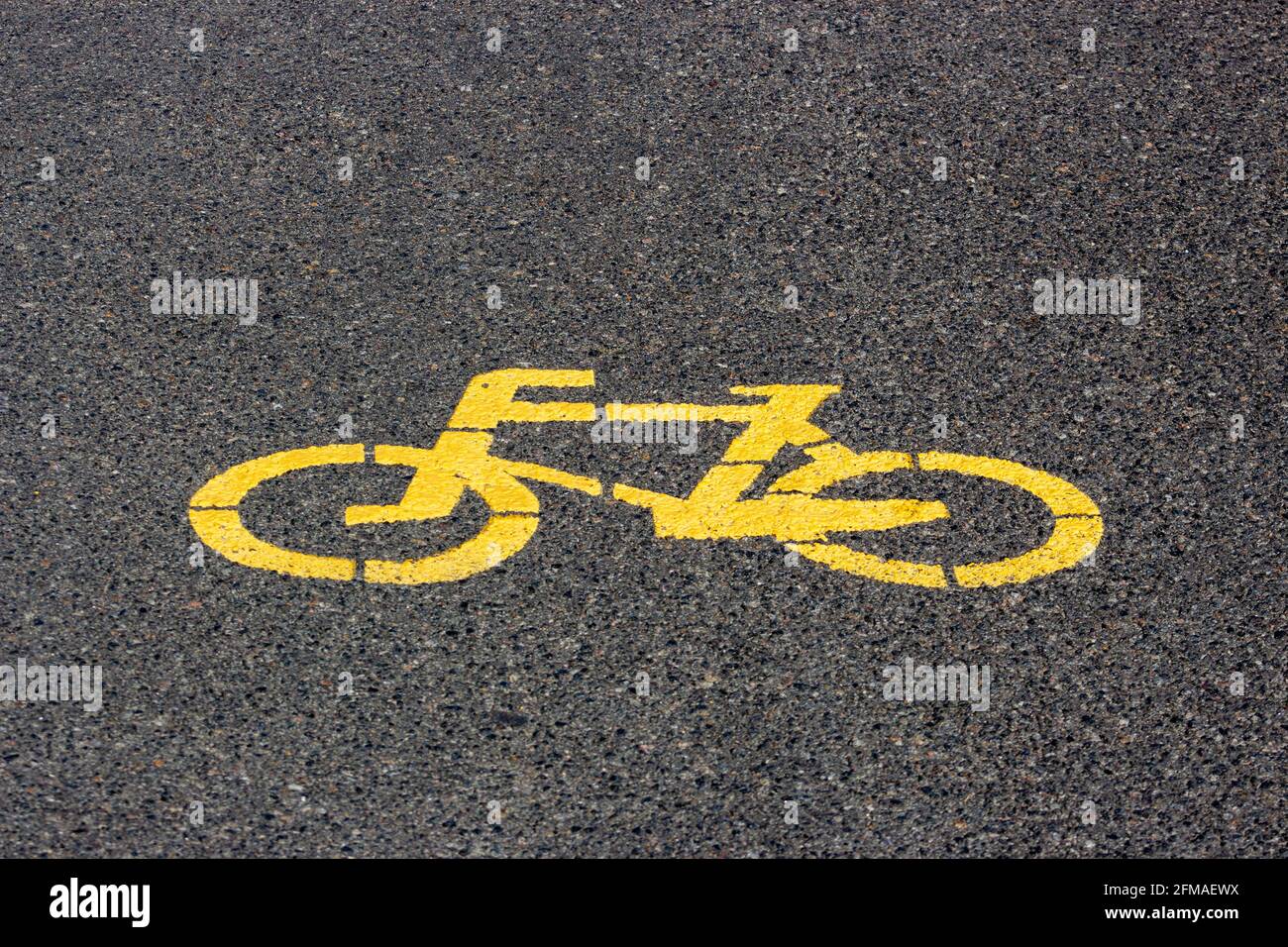 marking on the asphalt bike path. The movement of cyclists. Sports ...