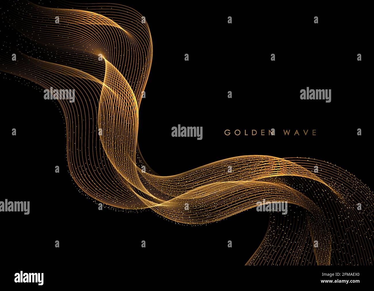 Abstract Gold Waves. Shiny golden moving lines design element with ...