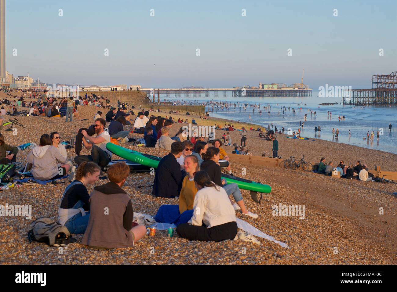 Crowded Brighton & Hove beach in March. Brighton & Hove, Sussex ...