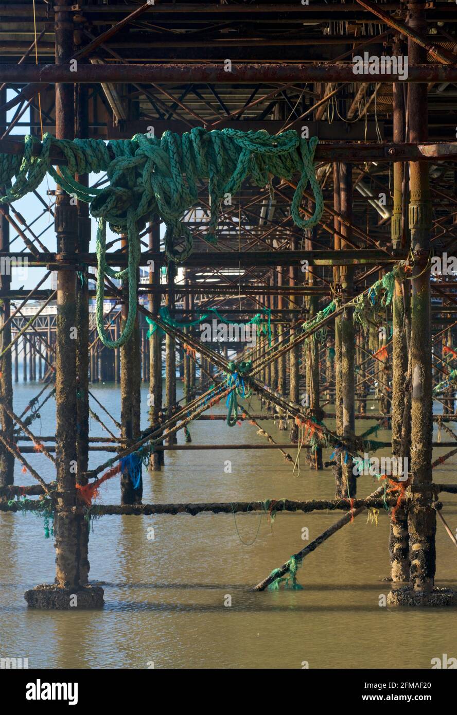 The iron substrcture of Brighton's 1896 Victorian Pier, the Palace Pier ...