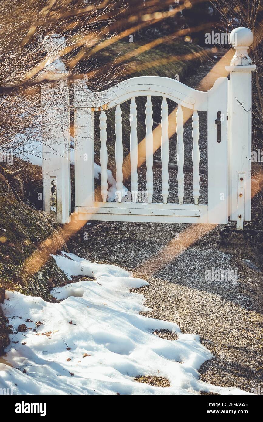 white garden gate Stock Photo - Alamy