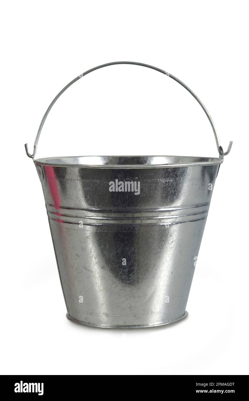 Metal bucket isolated on white background Stock Photo - Alamy