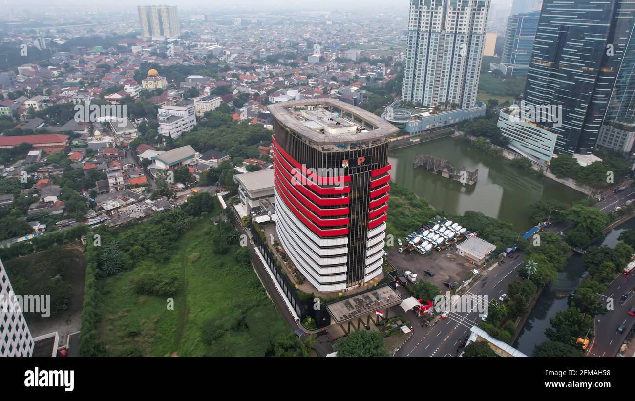 Aerial view of Corruption Eradication Commision Building of Indonesiaor ...