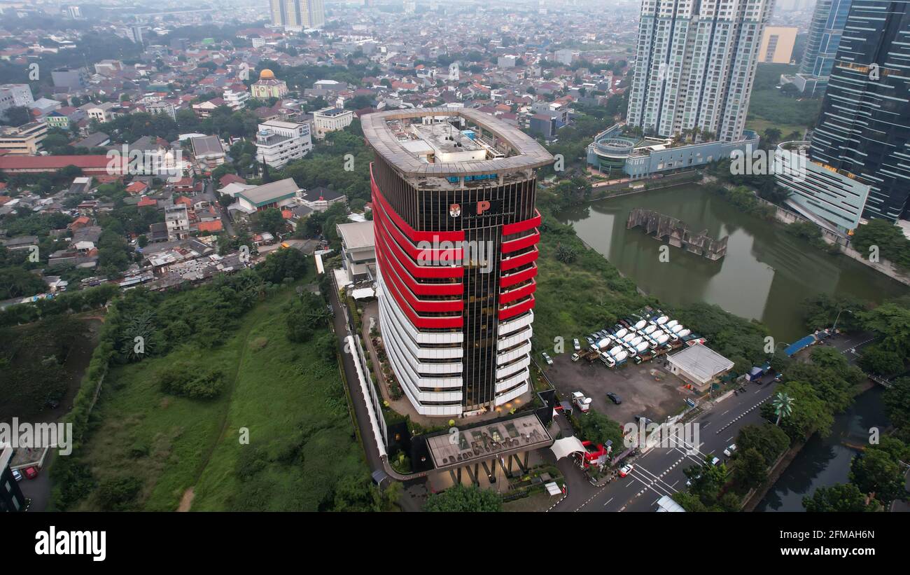 Aerial view of Corruption Eradication Commision Building of Indonesiaor ...