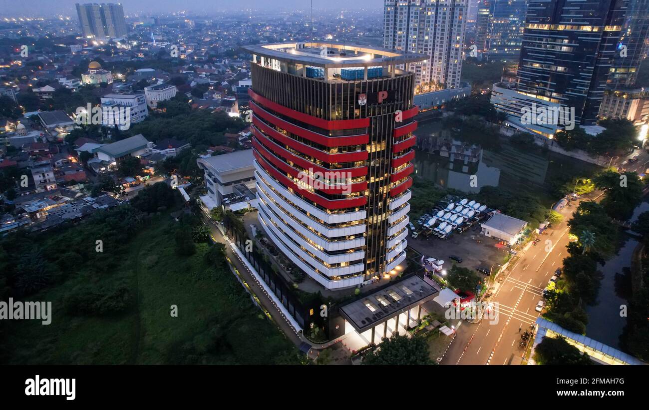 Aerial view of Corruption Eradication Commision Building of Indonesiaor ...