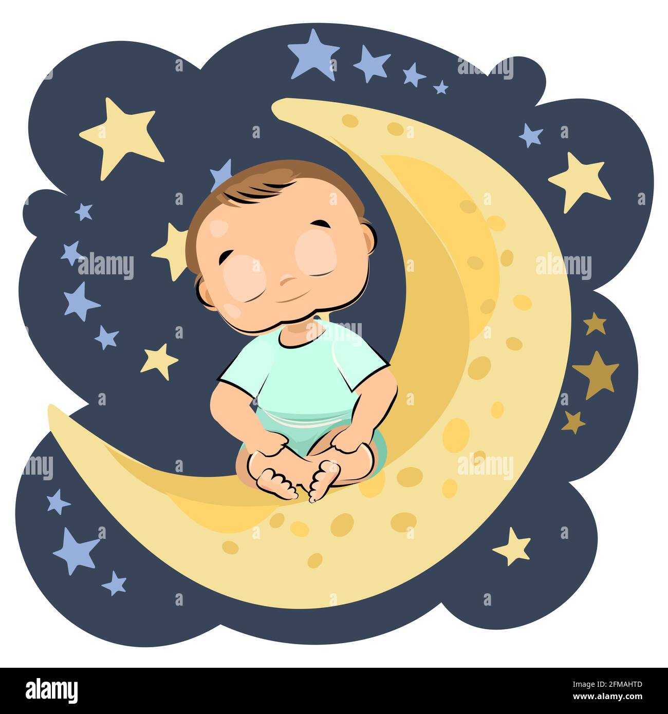 Little baby sleeping. Boy. Asleep. Isolated object on a white ...