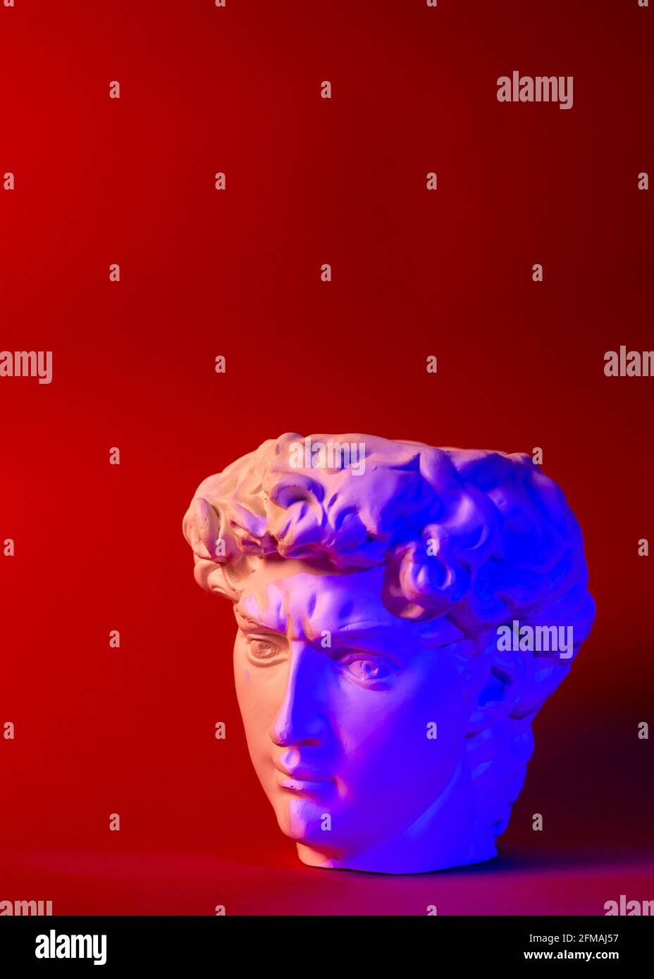 Gypsum statue of David's head. Michelangelo's David statue plaster copy Stock Photo - Alamy