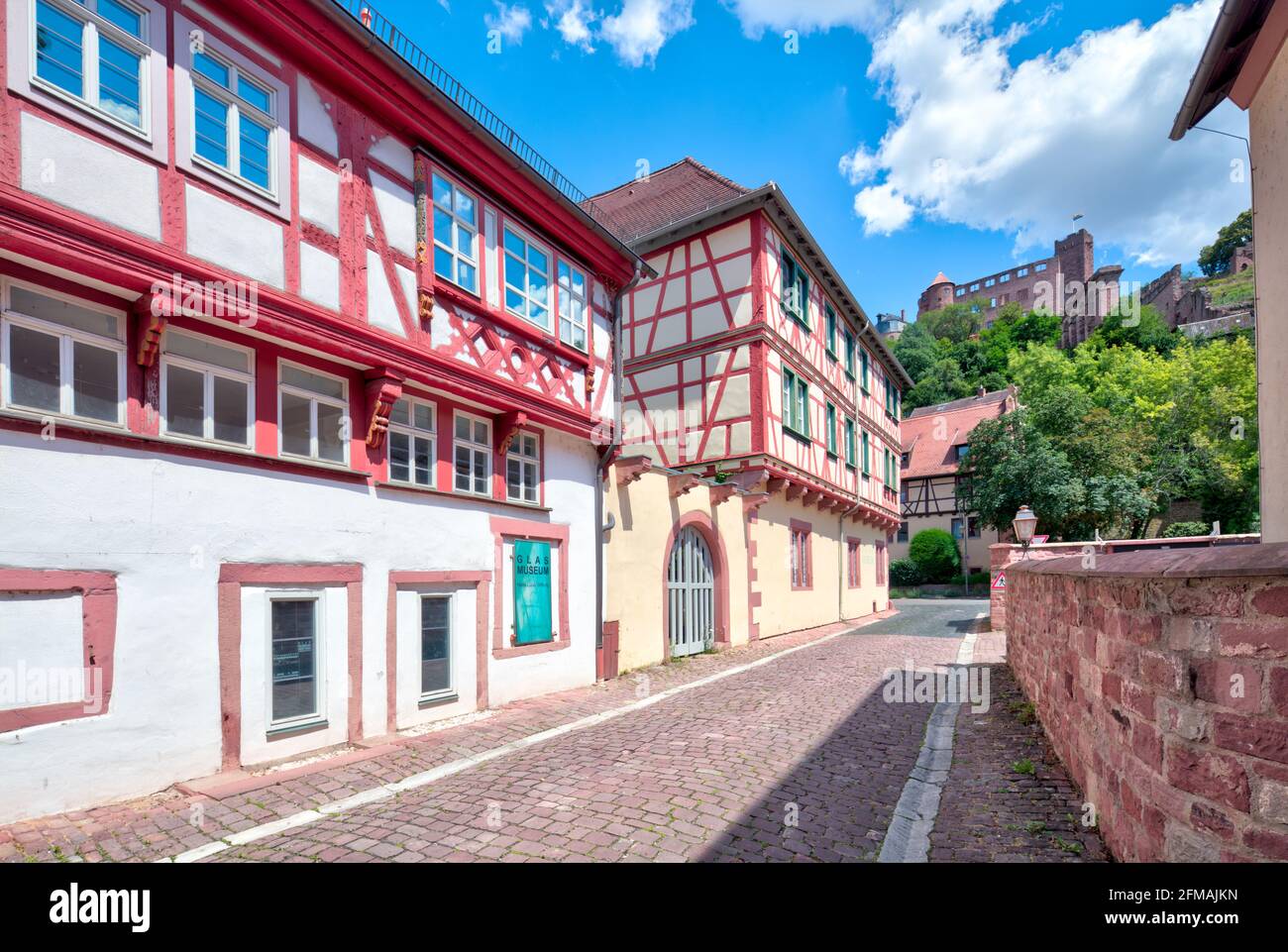 Glass museum, house facade, half-timbered, castle, castle ruins ...