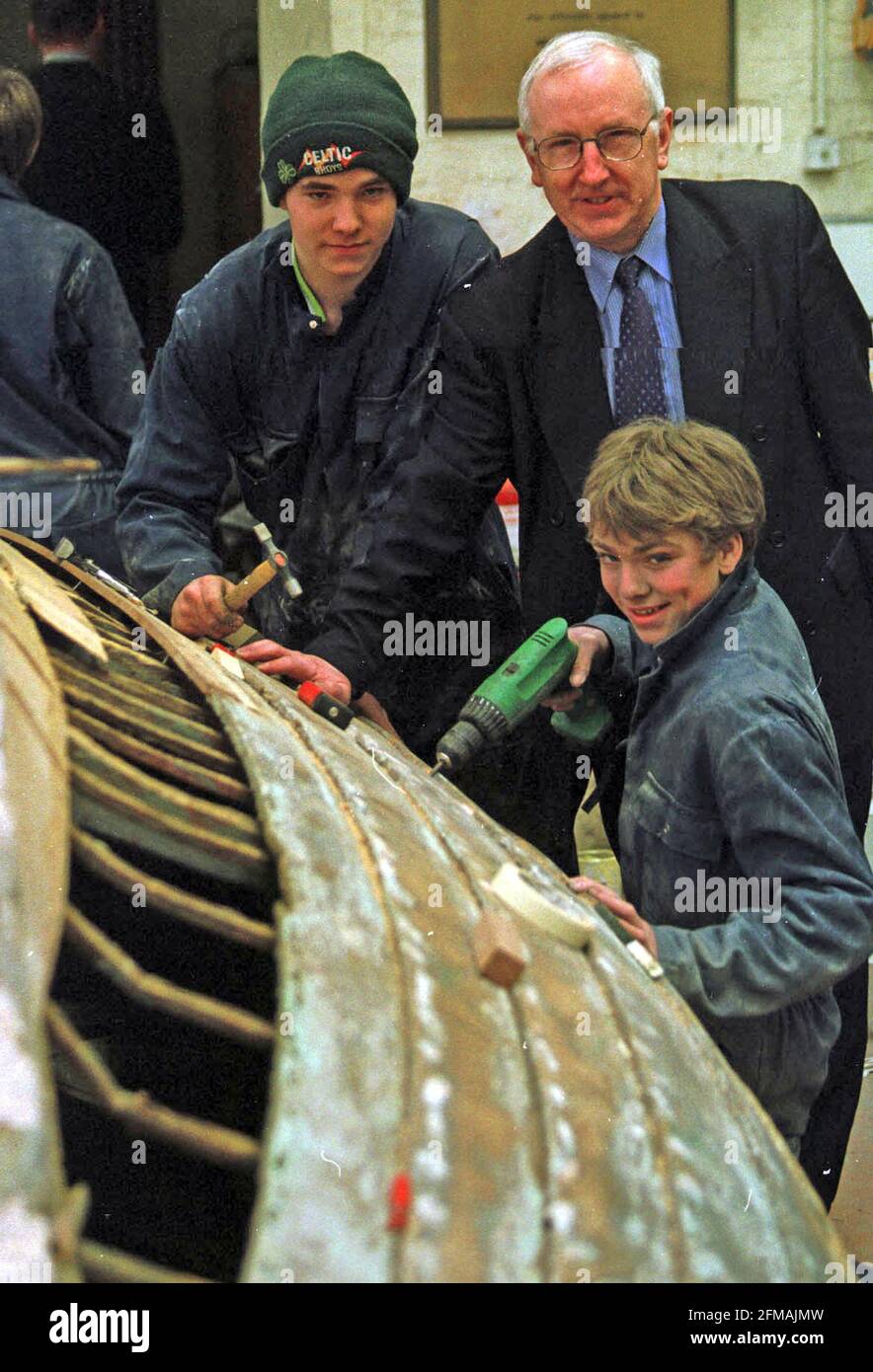 MINISTER GEORGE MOODY WITH YOUNGSTERS DEAN RYAN (LEFT) AND ANDY STOREY ...
