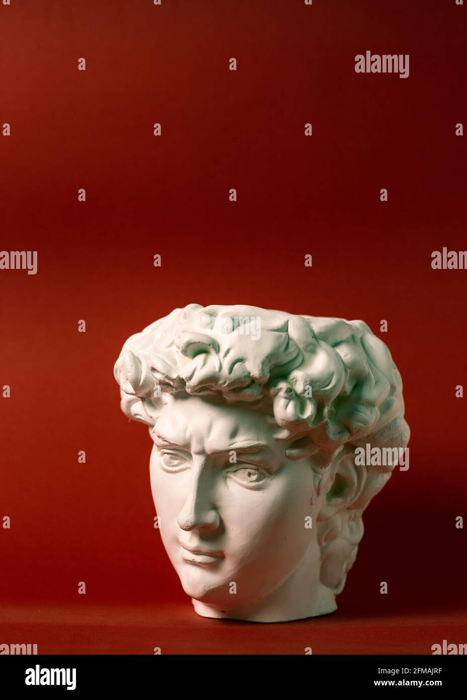 Gypsum statue of David's head. Michelangelo's David statue plaster copy Stock Photo - Alamy