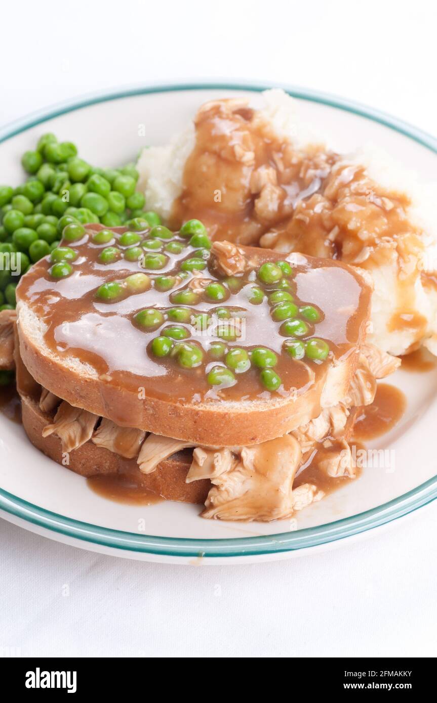 open faced hot chicken sandwich Stock Photo - Alamy