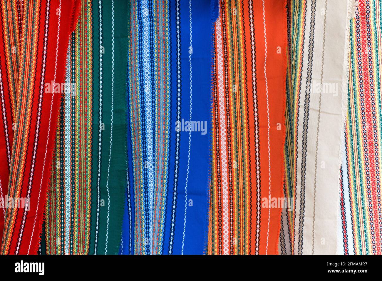 Woven fabrics for sale at a market in Sofia, Bulgaria Stock Photo - Alamy