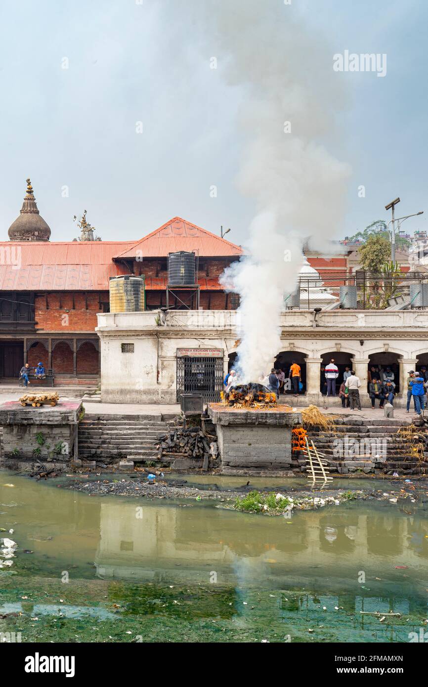 Practice of cremation in nepal at pashupatinath hi-res stock ...