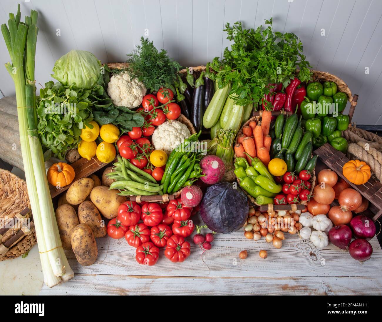Shopping center, section in the greengrocer store.Vegetables on shelf ...
