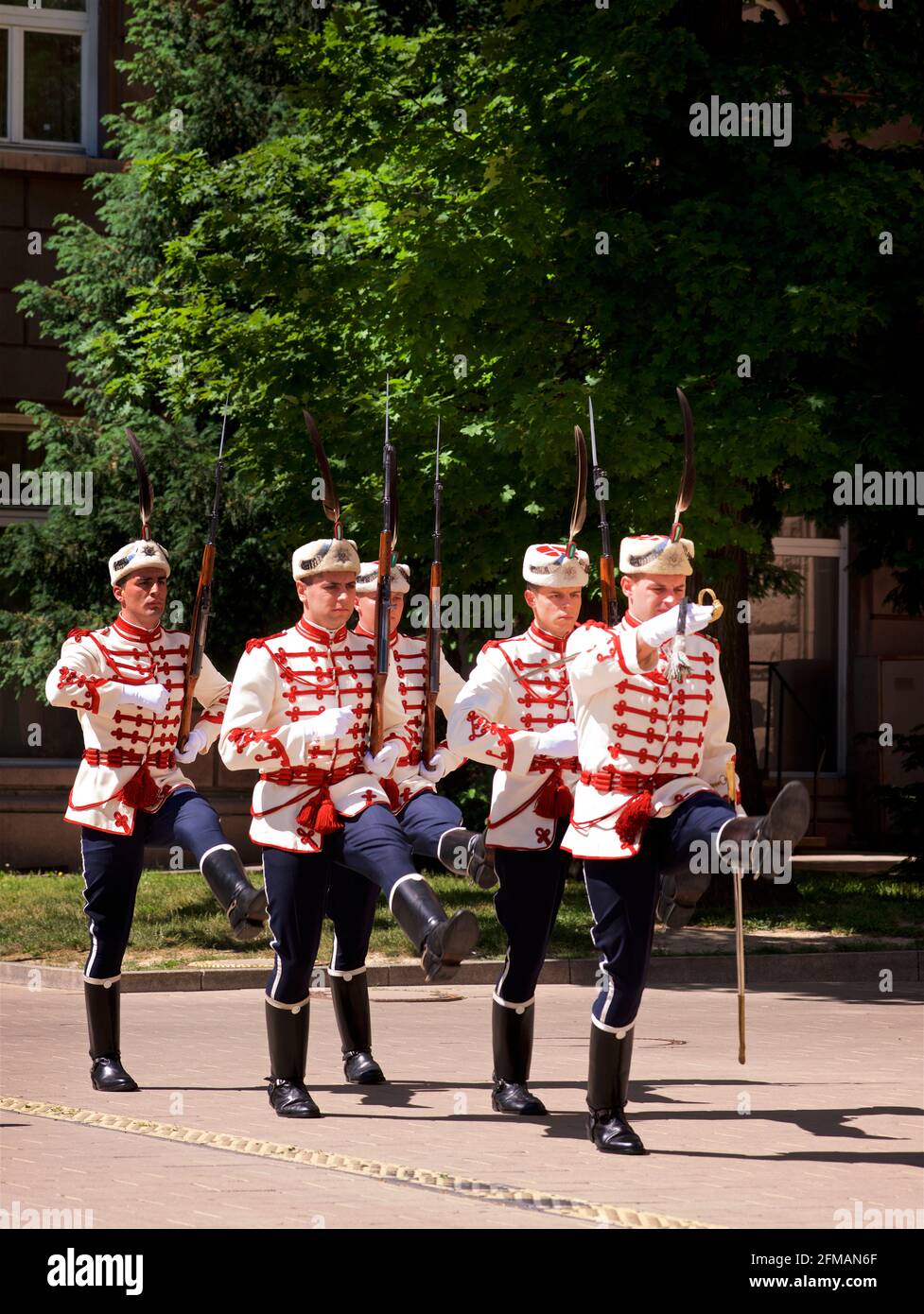 Presidential guards goose step marching in parade. The Changing of the ...