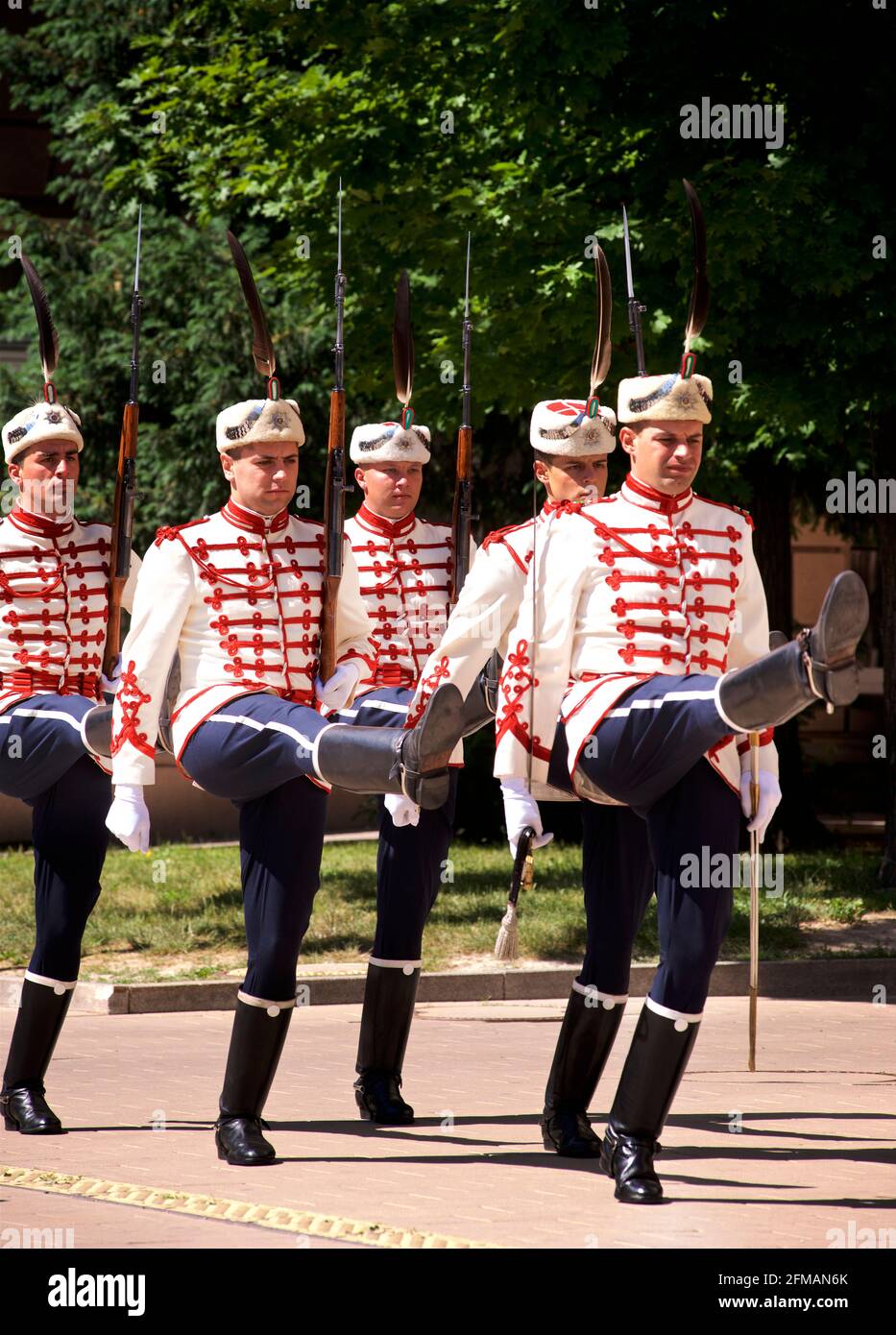 Presidential guards goose step marching in parade. The Changing of the ...