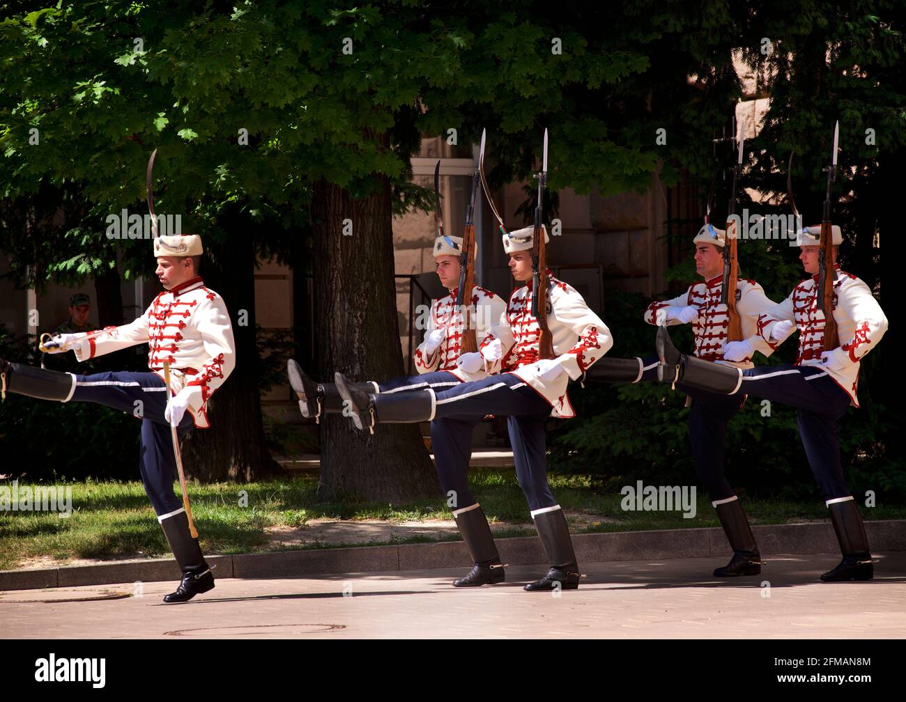 Presidential guards goose step marching in parade. The Changing of the ...