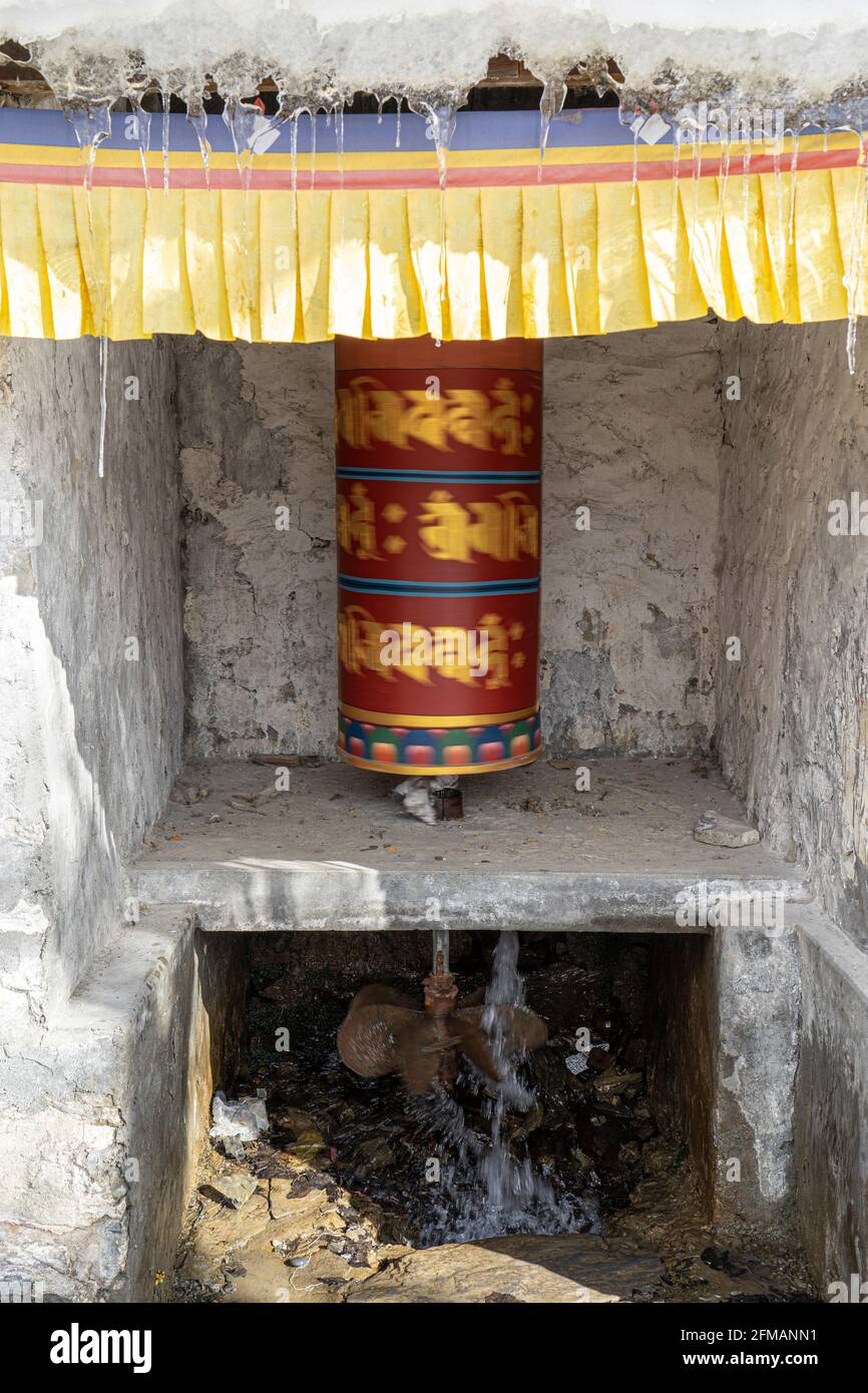 Water-powered prayer wheel near Muktinath, a pilgrimage site at 3, 800m ...