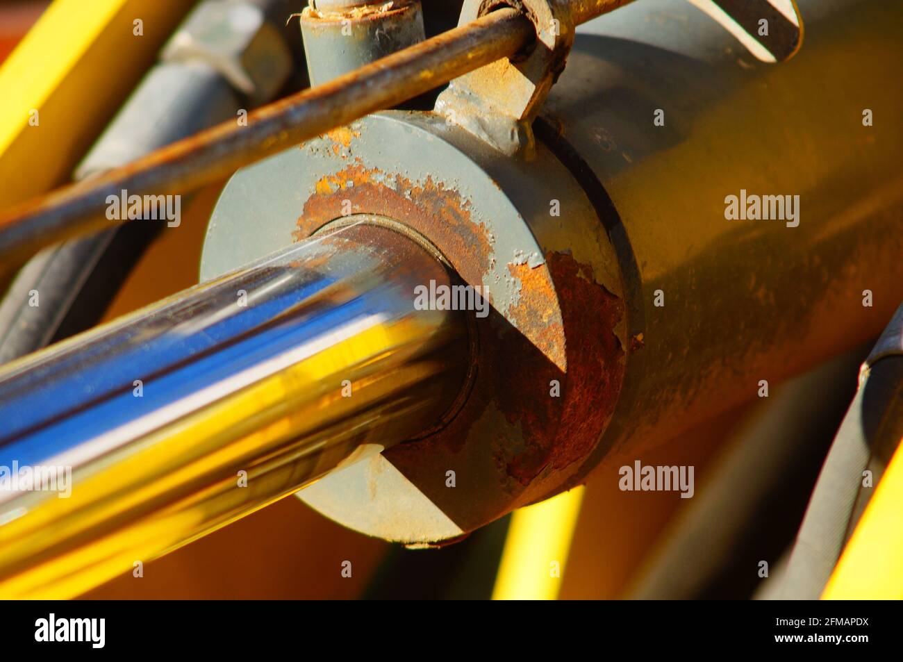 Hydraulic cylinder of a construction machine Stock Photo - Alamy