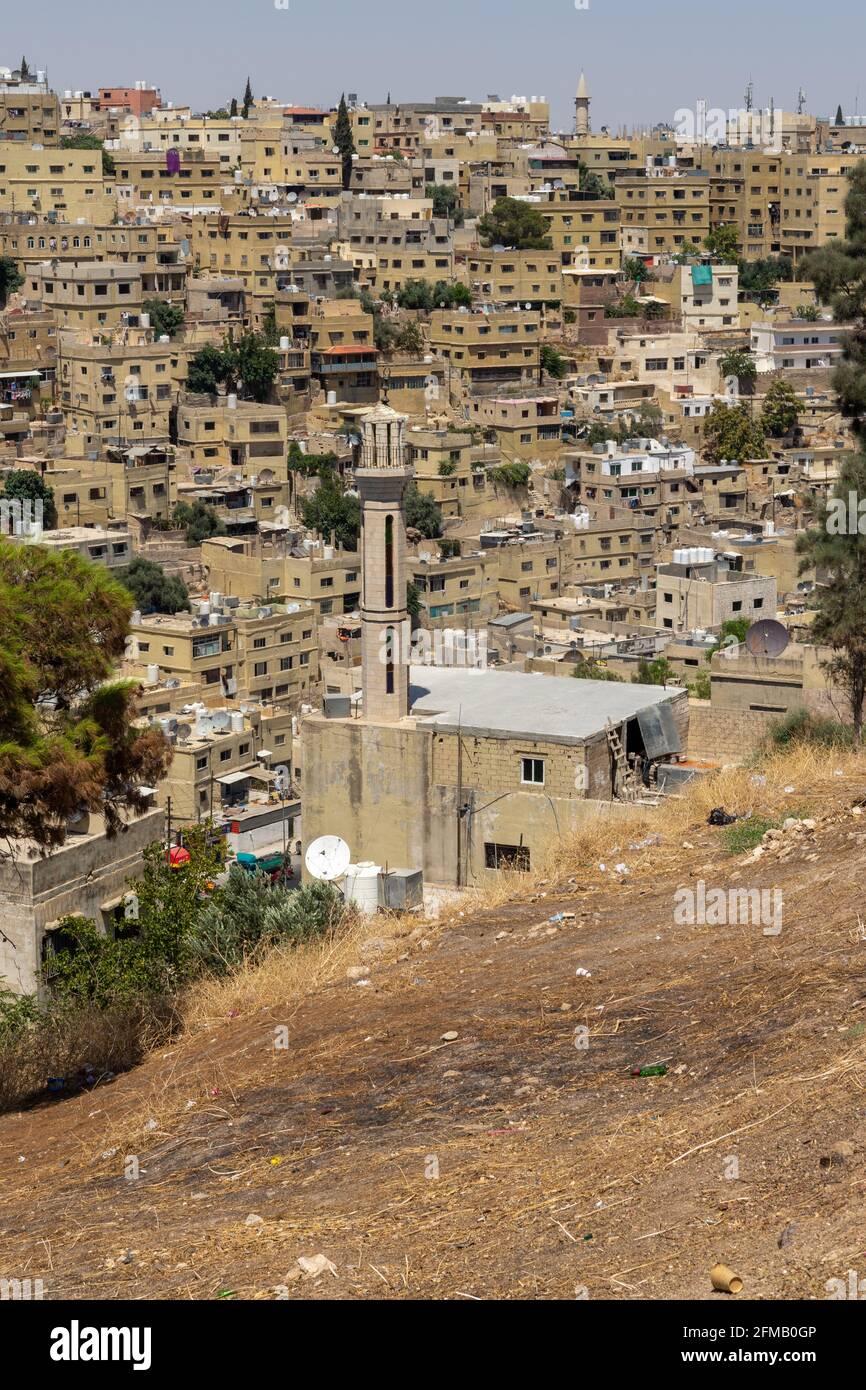 Old town of Amman, Jordan with low-rise blocks of residential buildings ...
