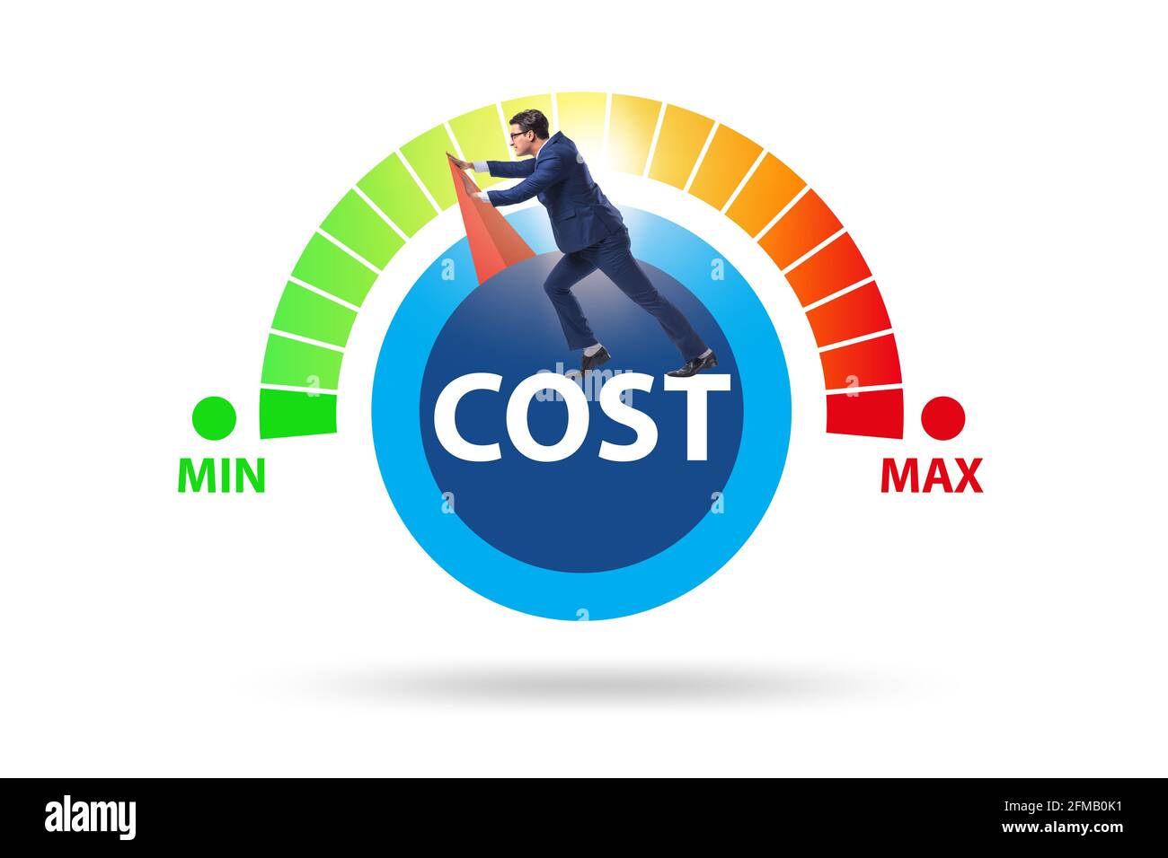 Cost management concept with the businessman Stock Photo - Alamy
