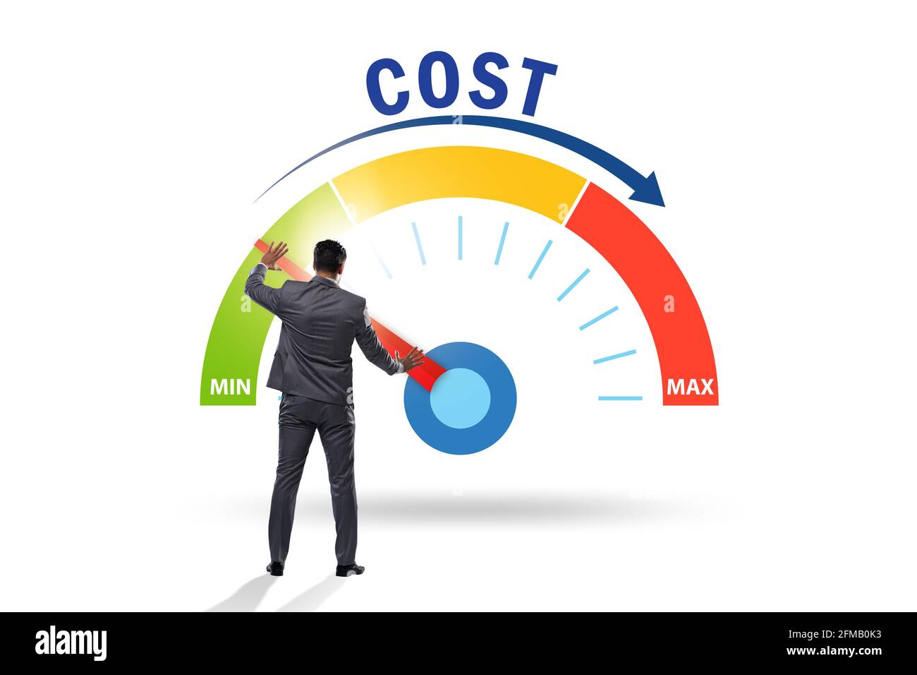 Cost management concept with the businessman Stock Photo - Alamy