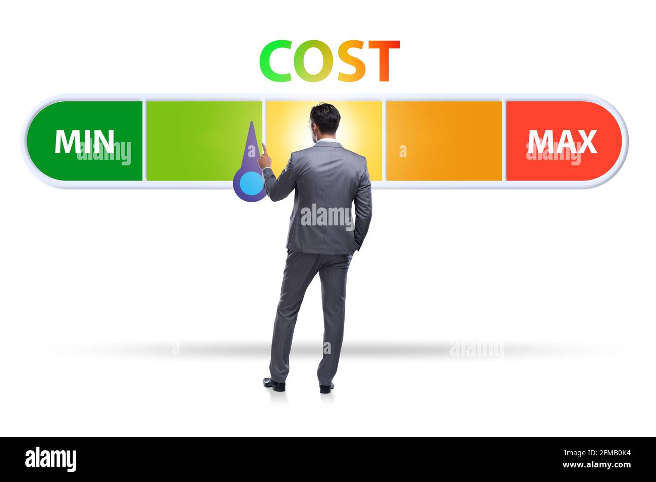 Cost management concept with the businessman Stock Photo - Alamy