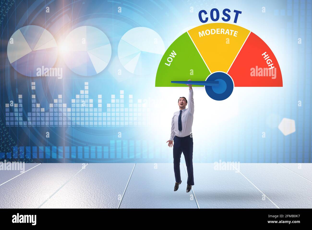 Cost management concept with the businessman Stock Photo - Alamy