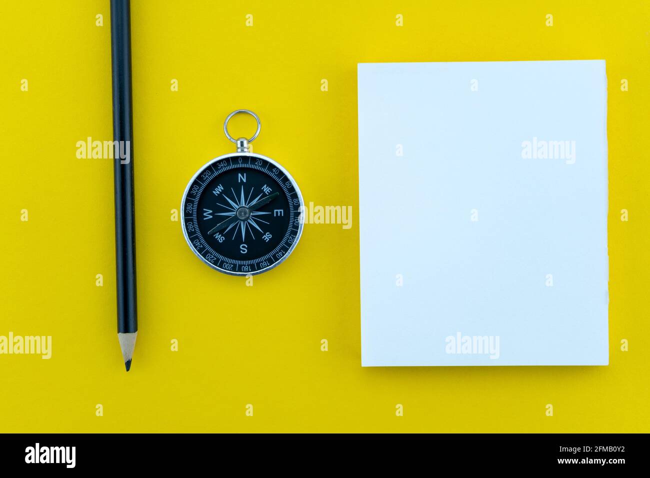 Top view business objects of white paper,pencil,and compass on paper ...