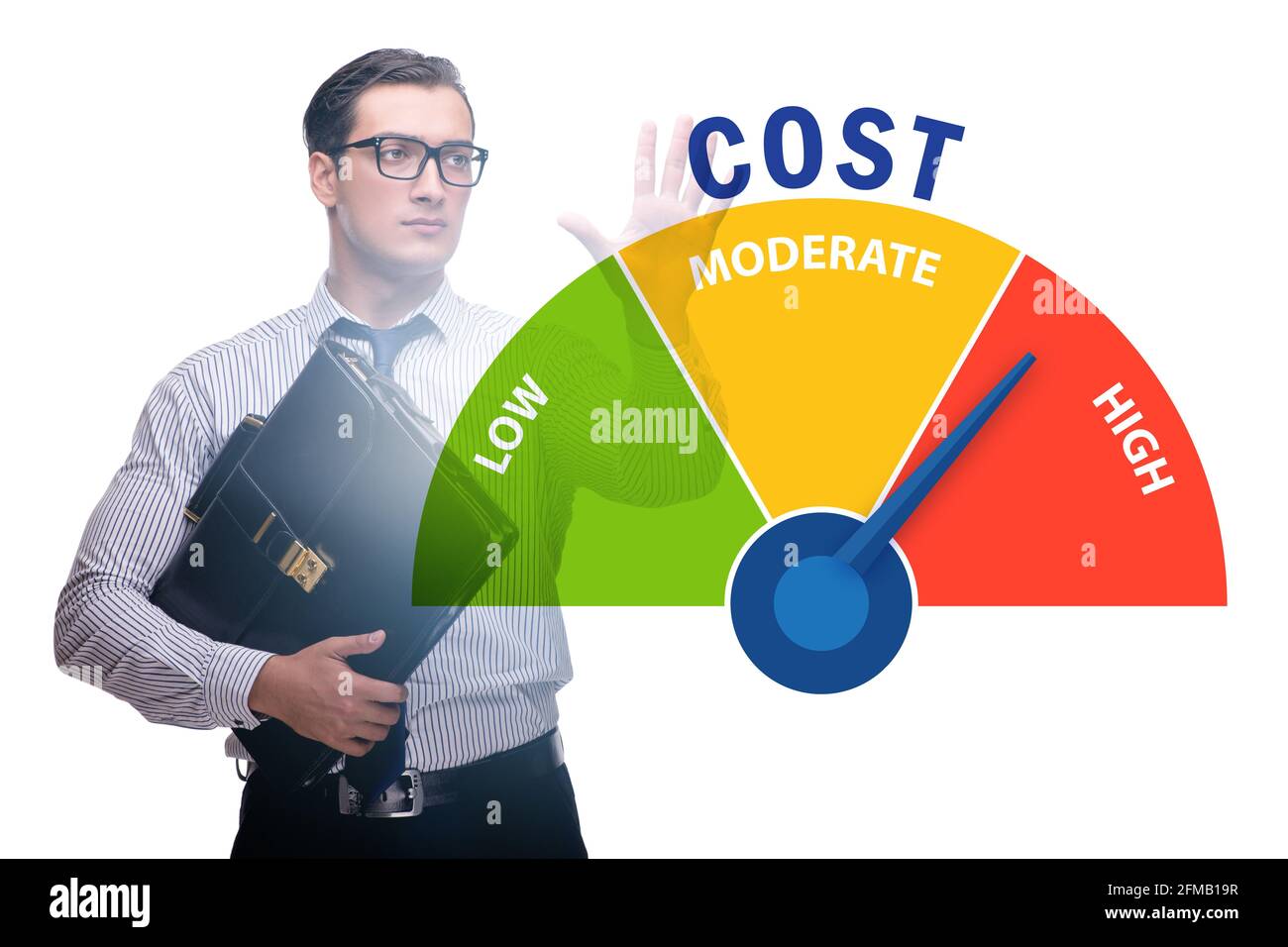 Businessman in the cost management concept Stock Photo - Alamy