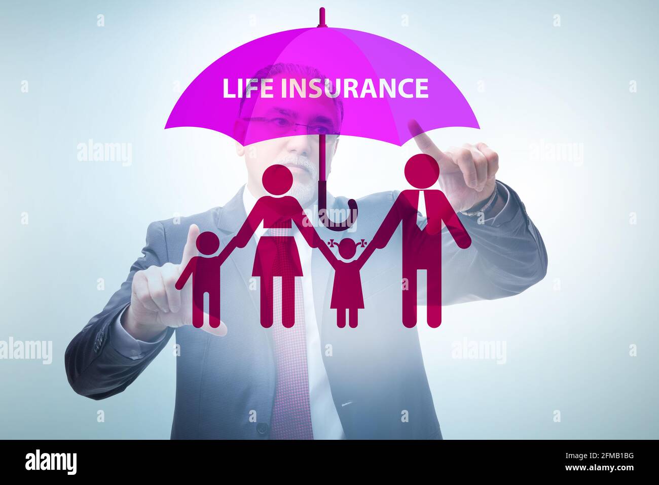 Life insurance concept with the businessman pressing button Stock Photo ...