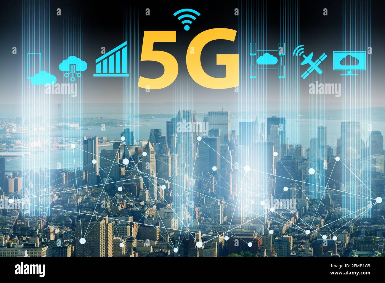 Concept of 5g networks in the large cities Stock Photo - Alamy
