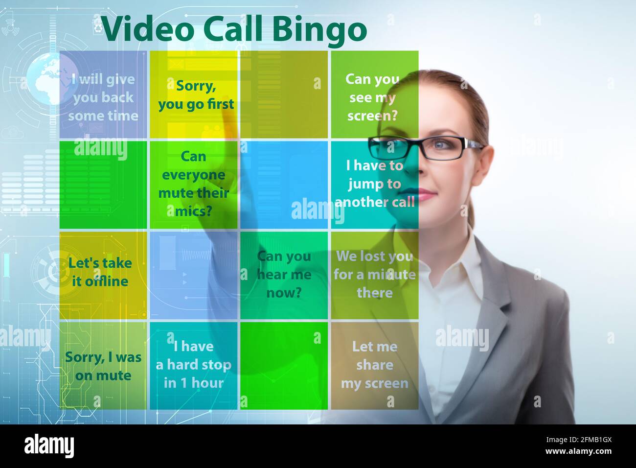 Funny concept with the video call bingo Stock Photo - Alamy