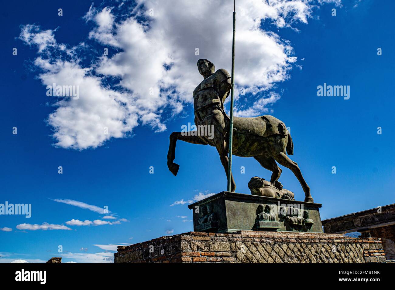 Low angle shot of the statue of the centaur in Pompeii, italy Stock ...
