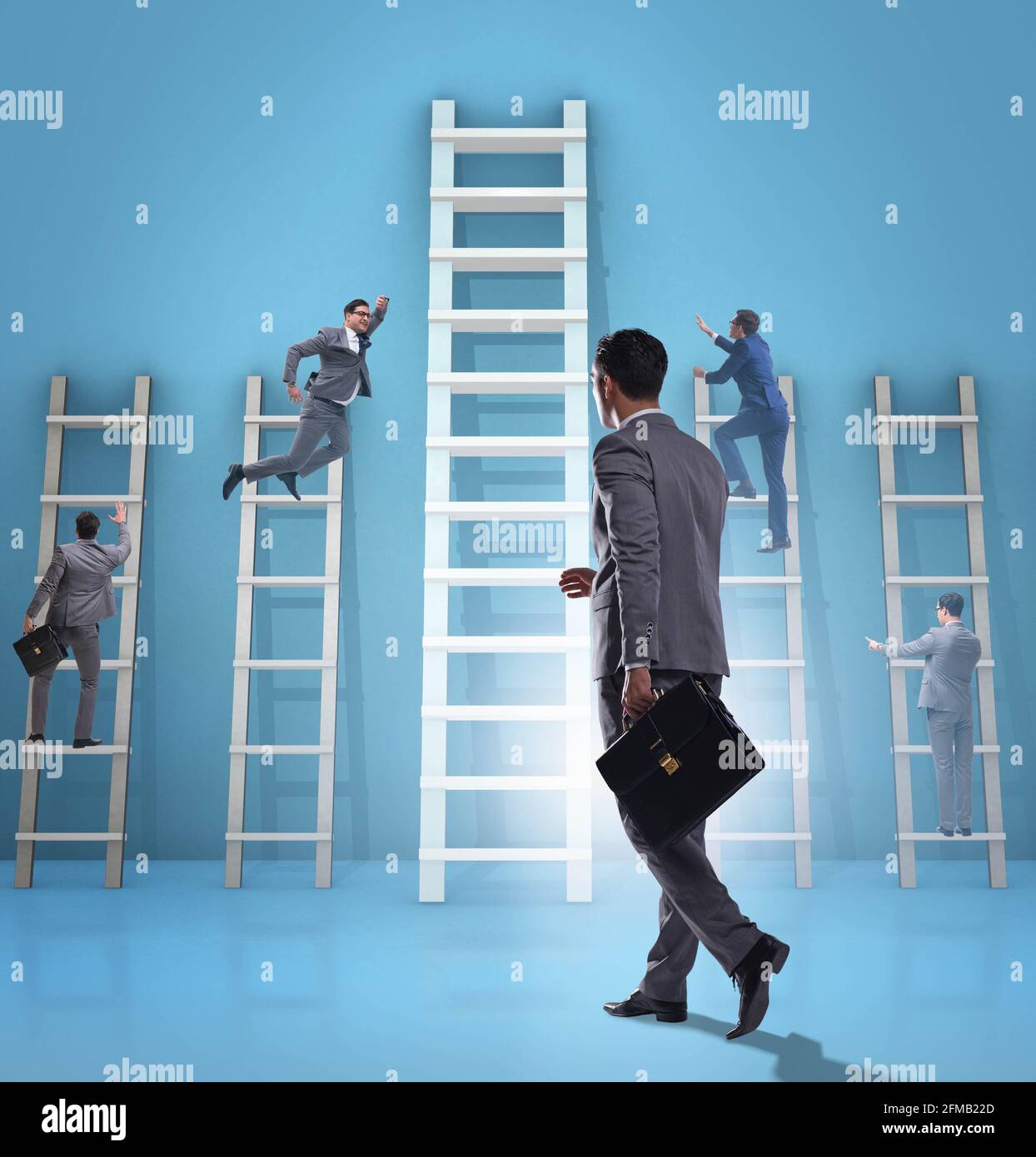 The career progression concept with various ladders Stock Photo - Alamy