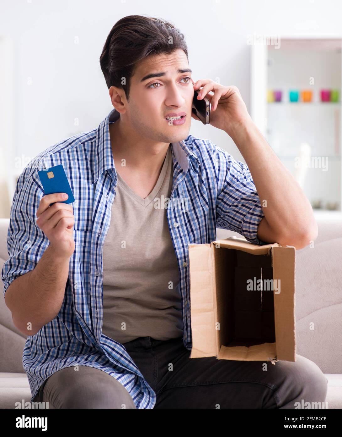 The man receiving empty parcel with stolen goods Stock Photo - Alamy