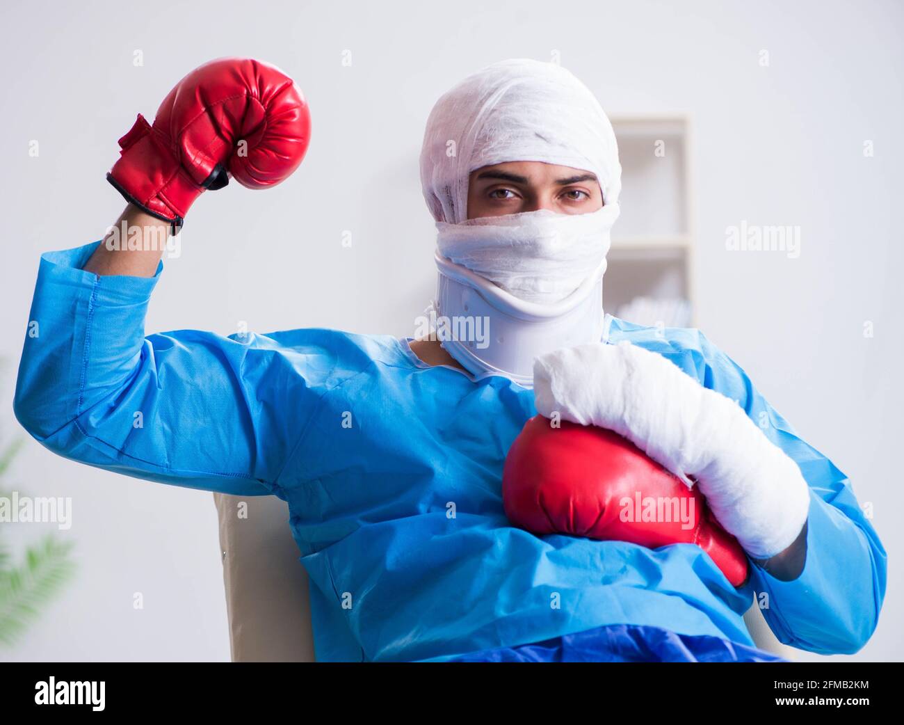The injured boxer recovering in hospital Stock Photo - Alamy