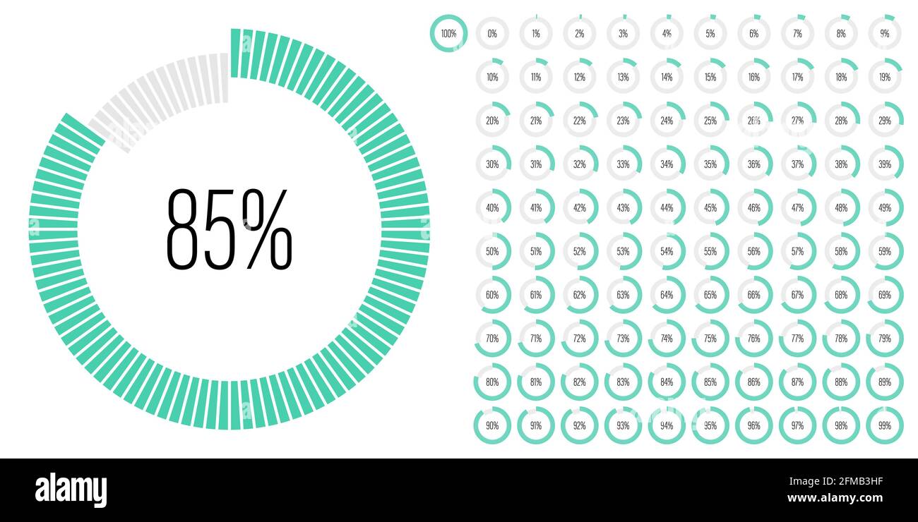 Set of circle percentage diagrams meters from 0 to 100 ready-to-use for ...