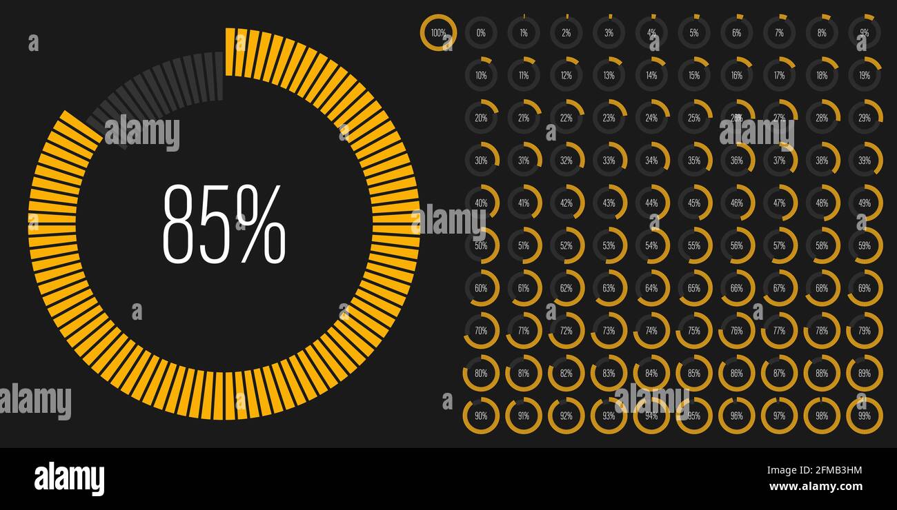 Set of circle percentage diagrams meters from 0 to 100 ready-to-use for web design, user ...