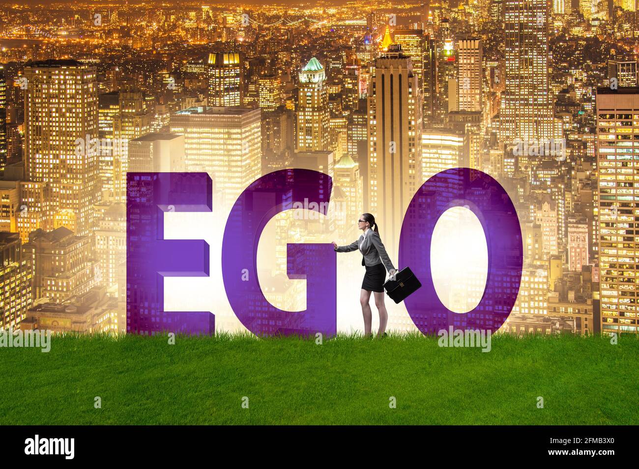 Concept of ego with the businesswoman Stock Photo - Alamy