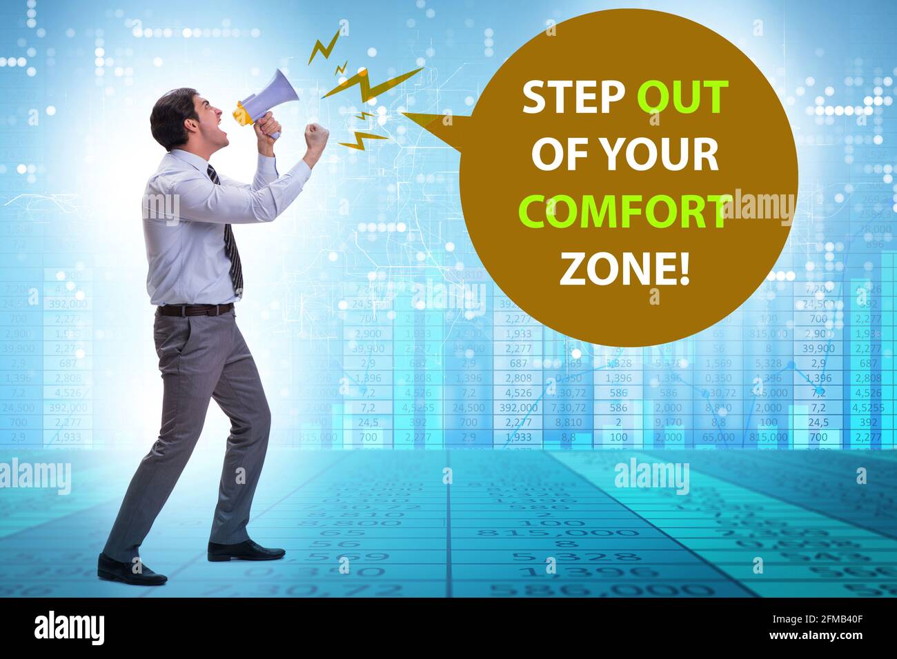 Call to step out of comfort zone Stock Photo - Alamy