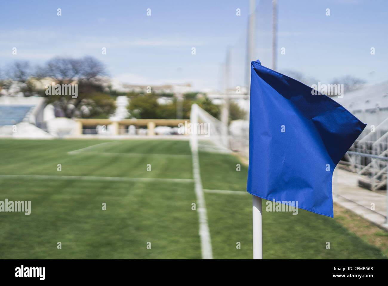 Football field corner flag during the daytime Stock Photo - Alamy