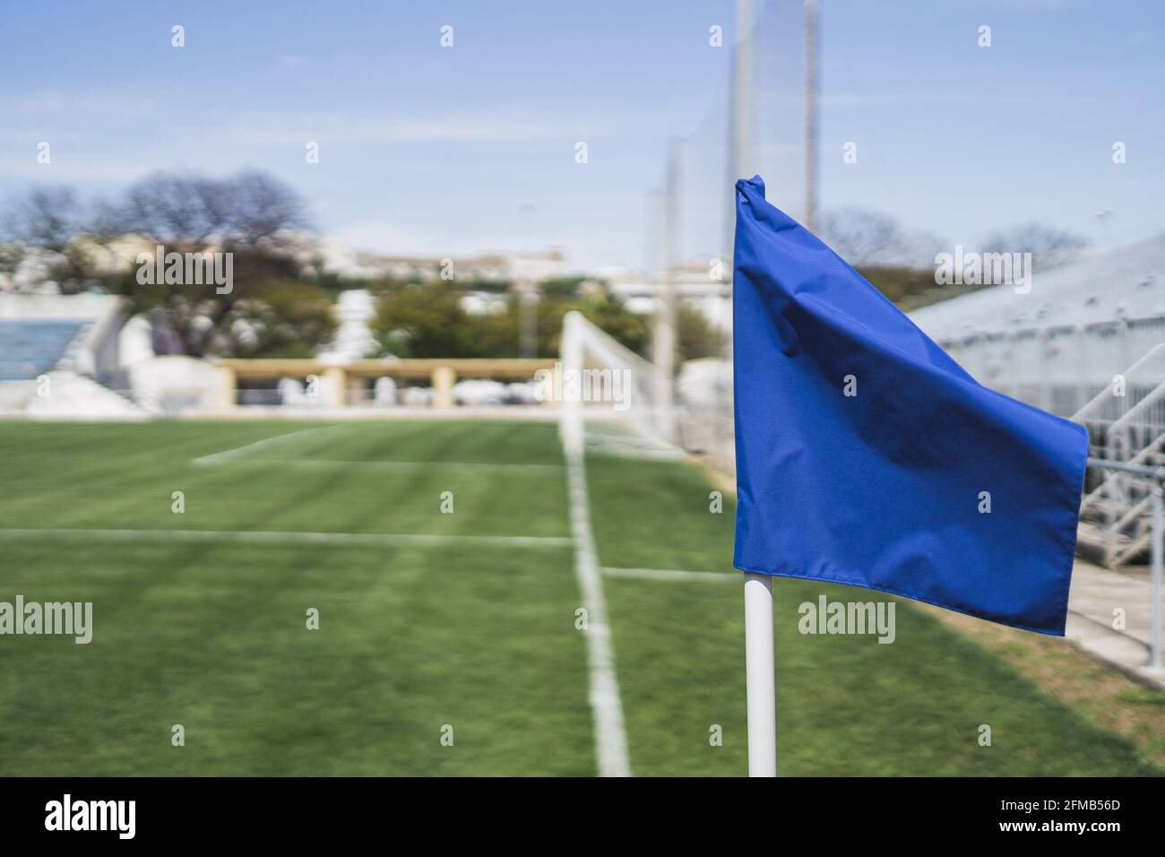 Football field corner flag during the daytime Stock Photo - Alamy