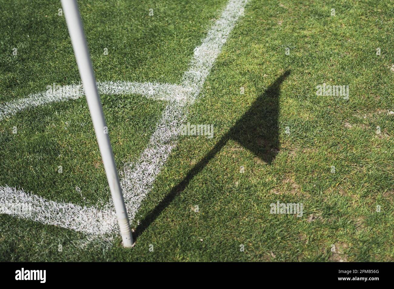 Football field corner flag during the daytime Stock Photo - Alamy
