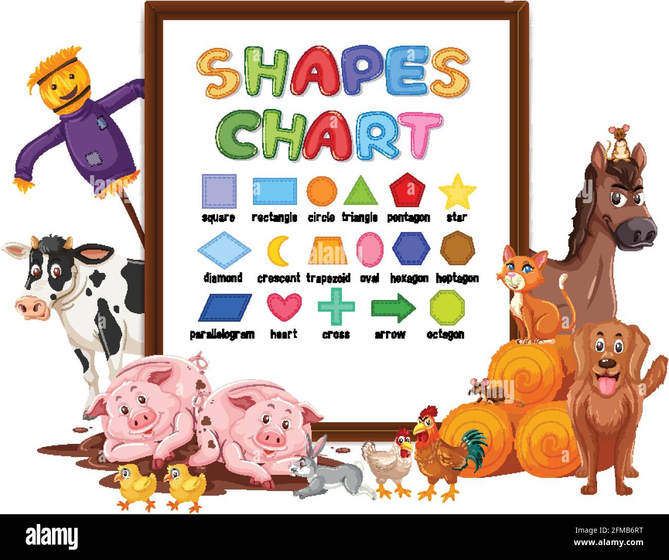 Shapes chart board with wild animals illustration Stock Vector Image ...