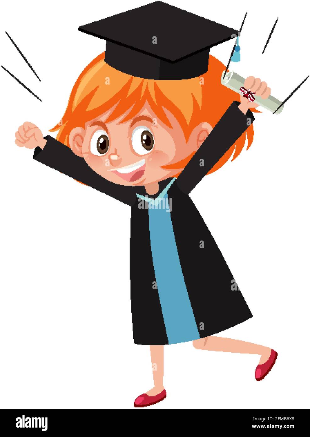 Cartoon character of a girl wearing graduation costume illustration ...